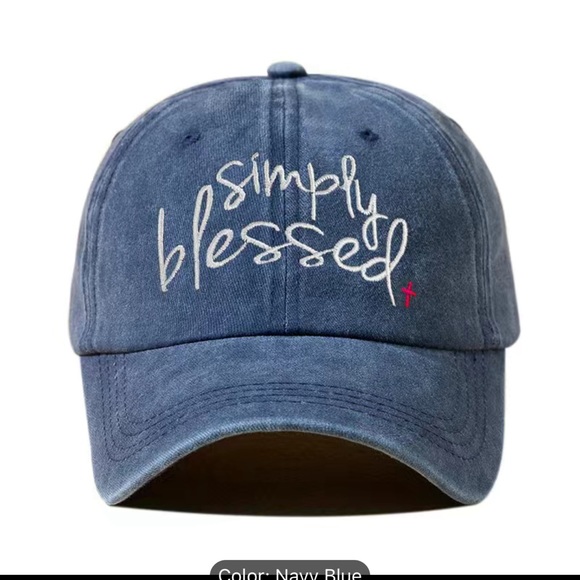 Accessories | Navy Blue Simply Blessed Embroidery Baseball Cap Unisex ...